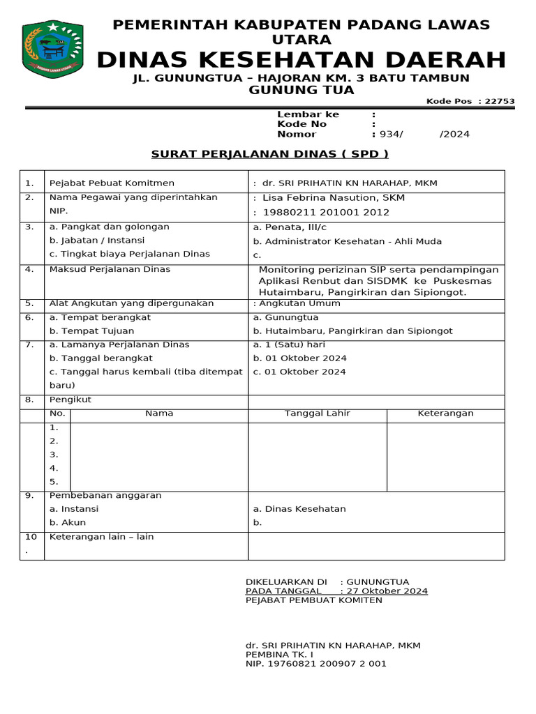 3. LEMBAR SPPD DEPAN ACC | PDF