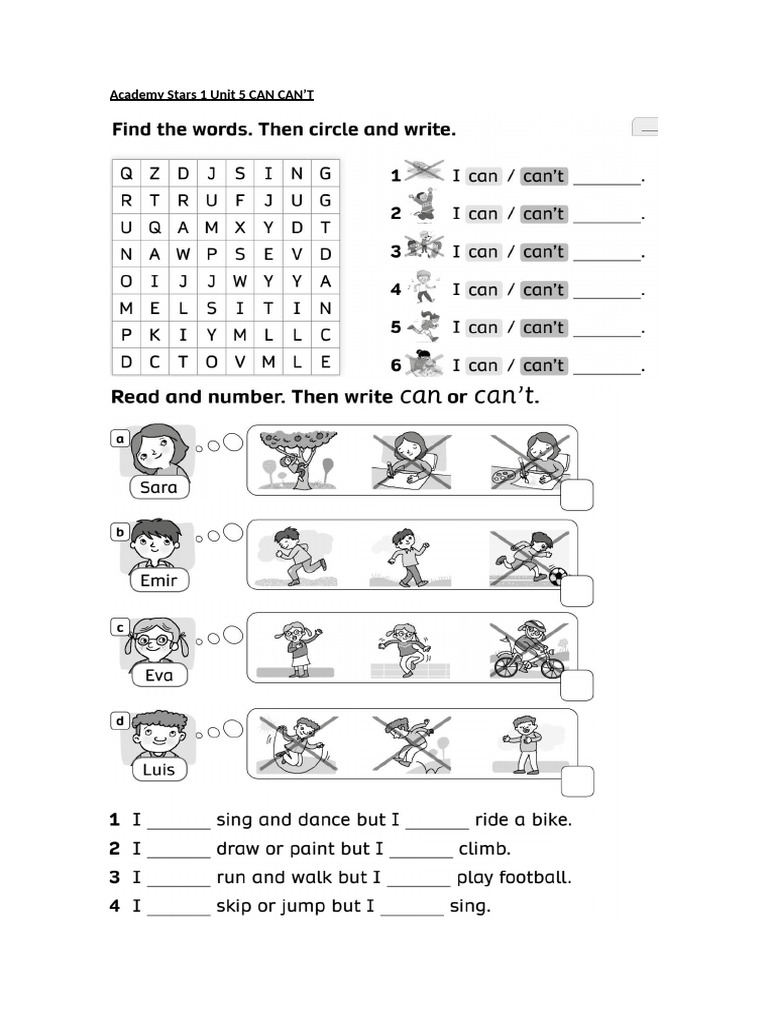 Academy Stars 1 Unit 5 CAN CAN | PDF