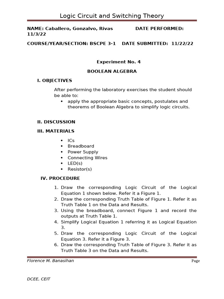 Lab 4 6 Final Pdf Logic Gate Digital Electronics