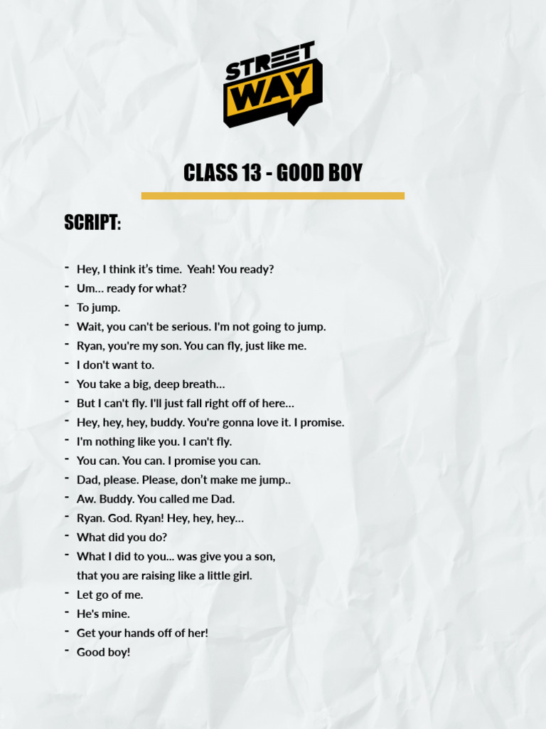 Class 13: Good Boy Script and Activities | PDF