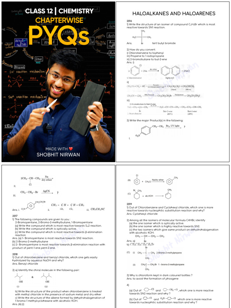Class 12 Chemistry PYQs Shobhit Nirwan | PDF | Organic Chemistry | Chemistry