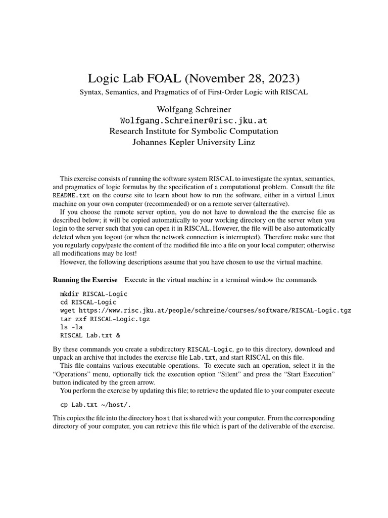 Logic Lab FOAL (November 28, 2023) | PDF | Computer File | Text File Logic Lab FOAL (November 28, 2023) | PDF | Computer File | Text File