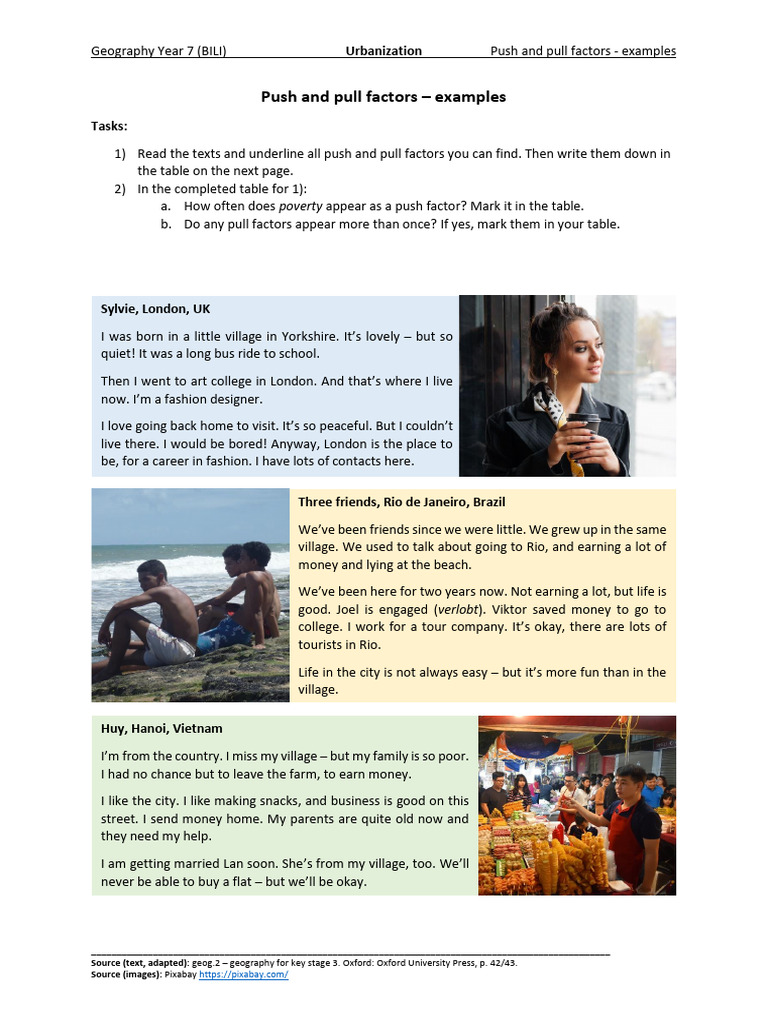 Urbanization: Push and Pull Factors | PDF