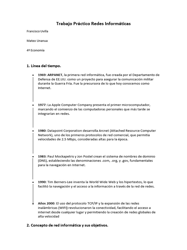 Objetivos de una Red Informática | PDF | Red de computadoras | Internet