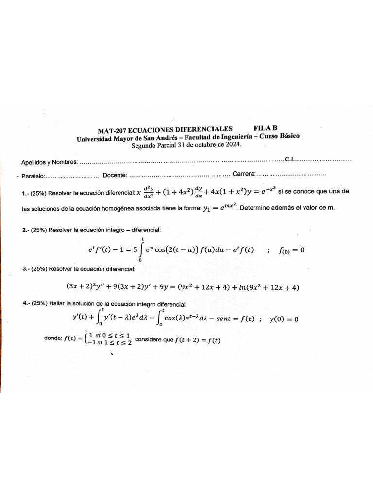 Mat 207 2o Ex. P. Soluciones... | PDF
