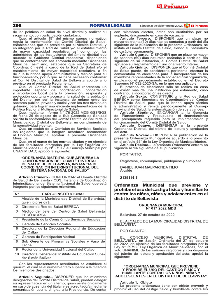 Publicacion Oficial - Diario Oficial El Peruano | PDF | Gobierno local ...