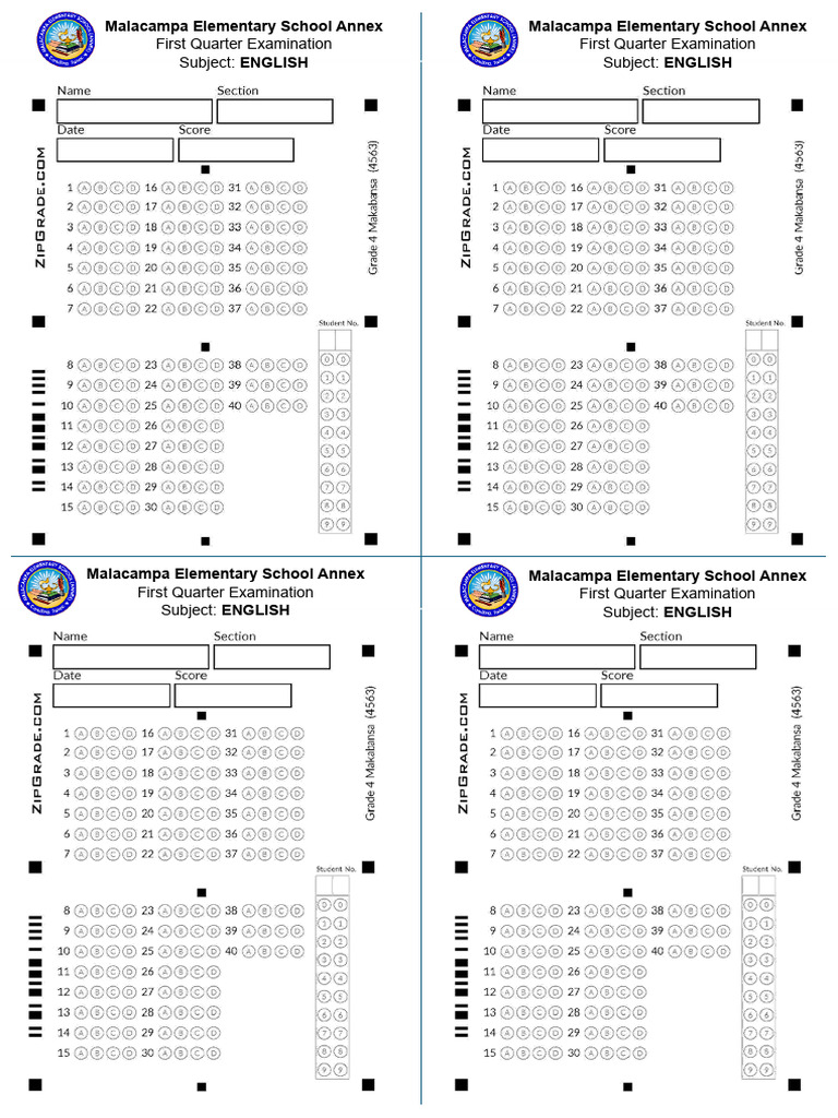 Answer Key Zip Grade 4 (eNGLISH) | PDF