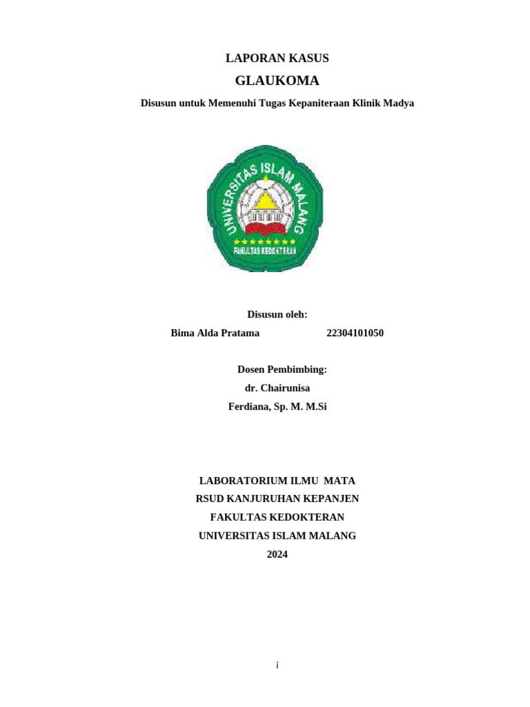 LAPORAN KASUS Glaukoma Bima Aldaa | PDF | Pengembangan Diri