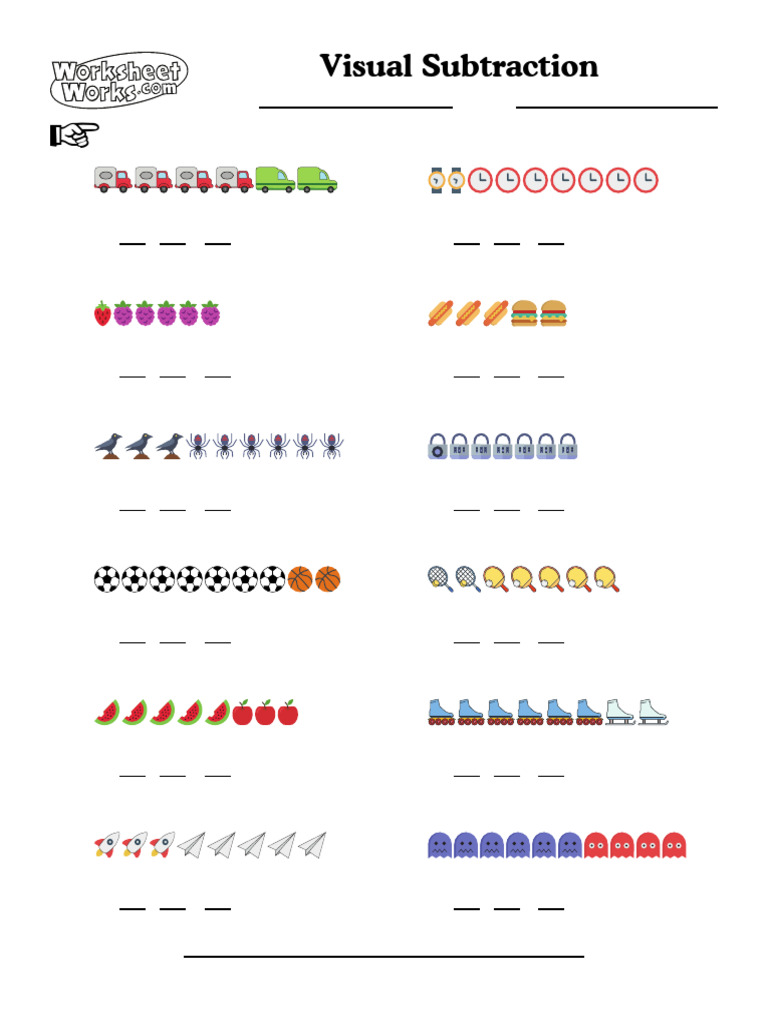 WorksheetWorks Visual Subtraction 1 | PDF