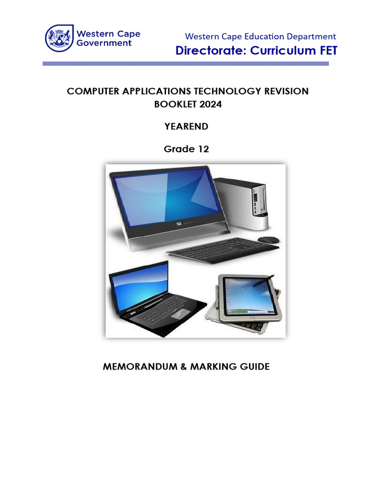 CAT GR 12 Revision - EoY - Memo and Marking Guide Corrected | PDF | Computer Data Storage ...
