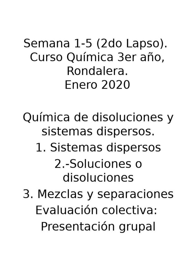 2020 Clase Semana 1-4. Disoluciones Sist Disperos | PDF | Relaciones personales, crianza y ...