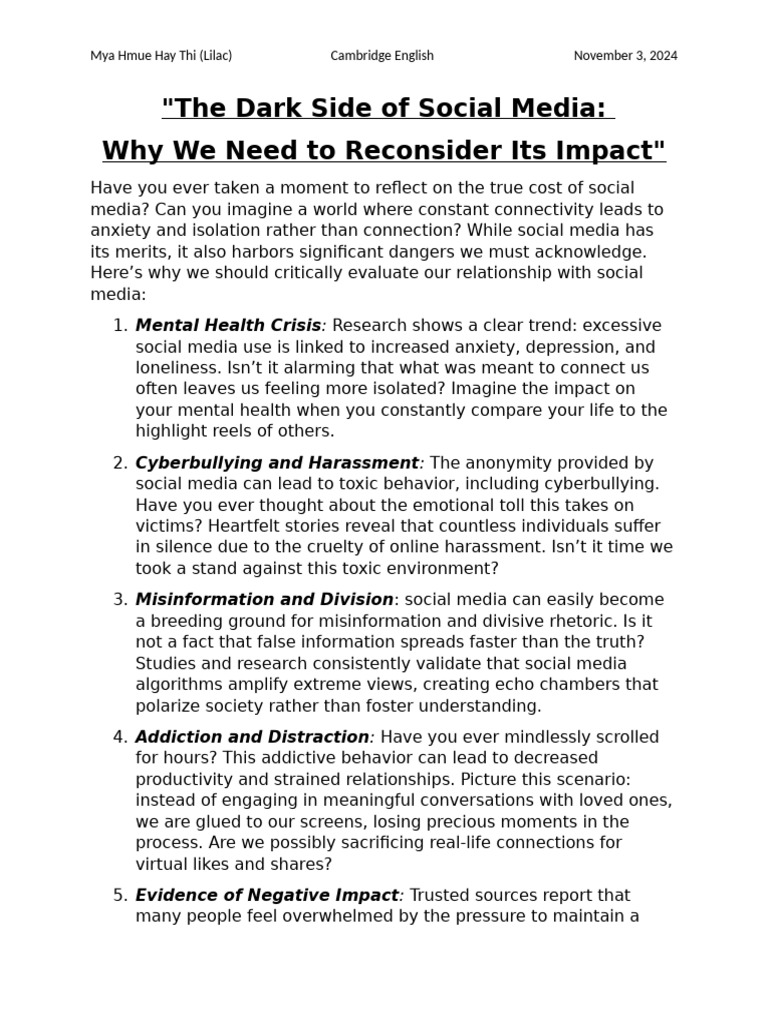 The Dark Side of Social Media | PDF | Social Media | Popular Culture ...