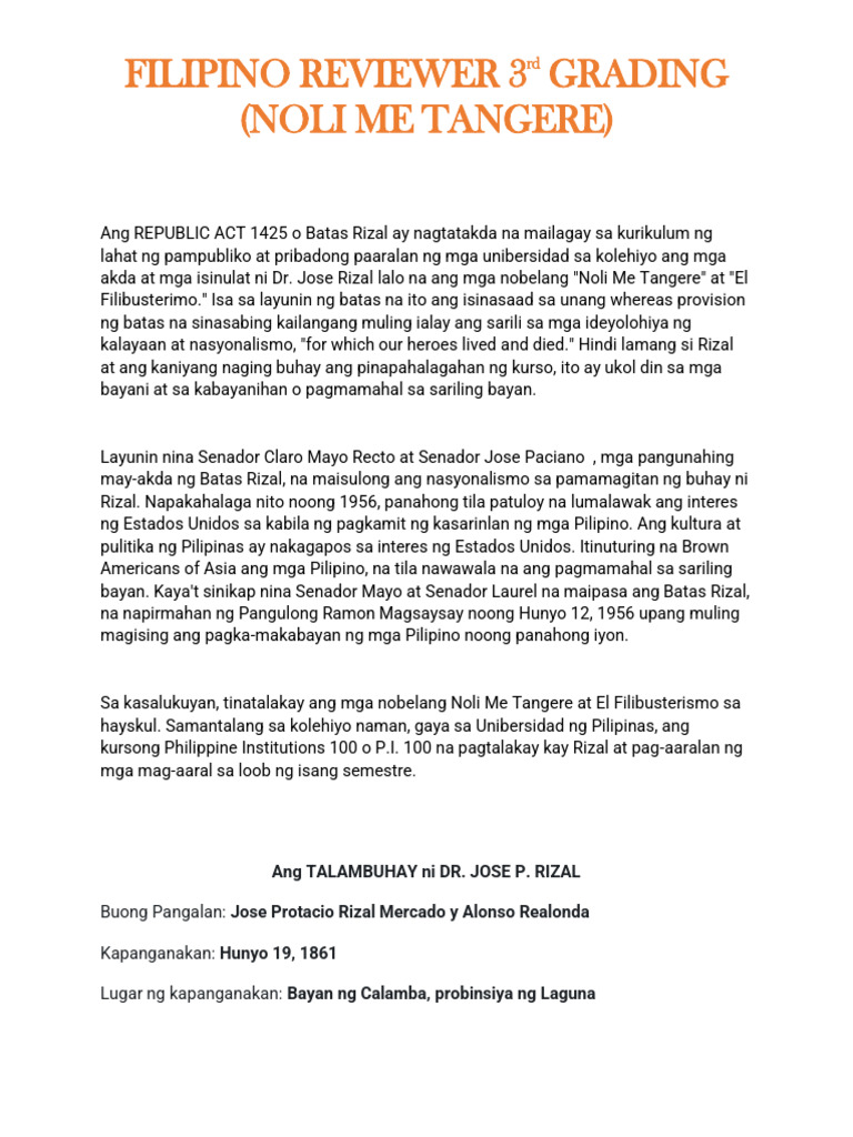 Filipino Reviewer 3rd Grading | PDF