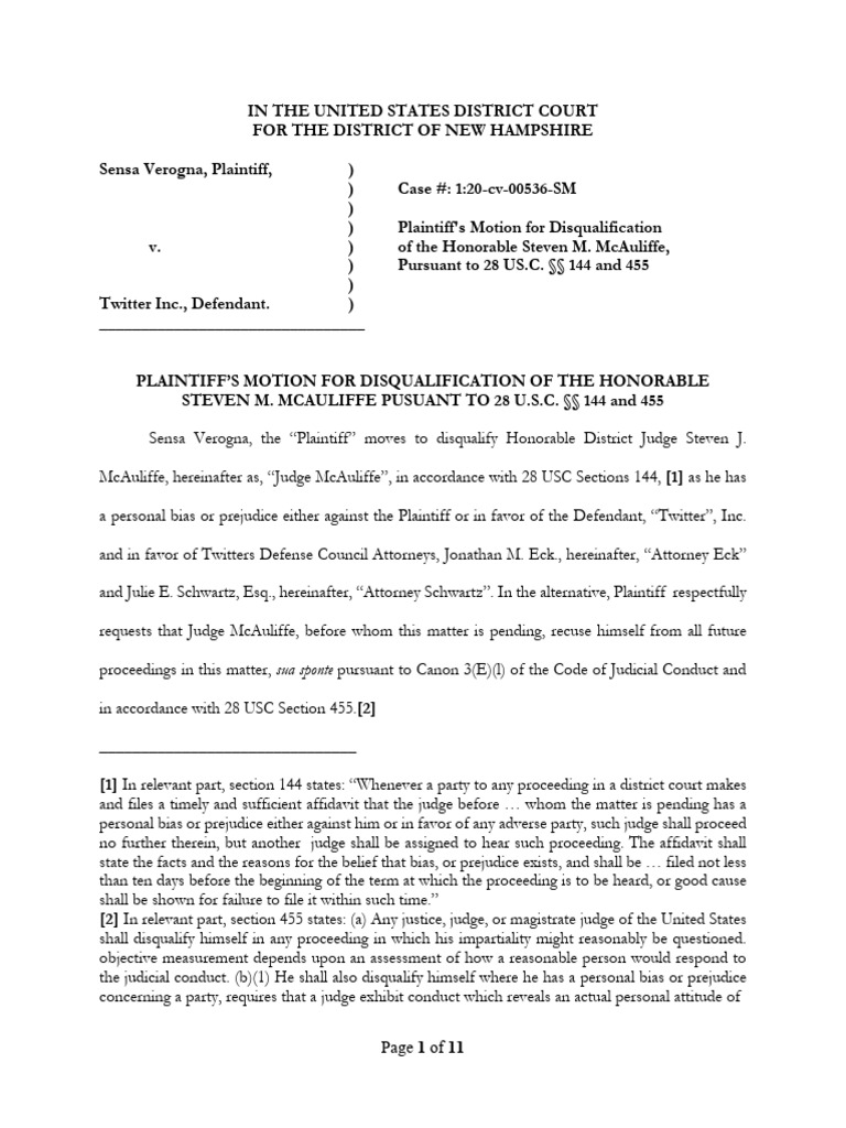 Motion To Disqualify - Binder | PDF | Judicial Disqualification | Lawsuit