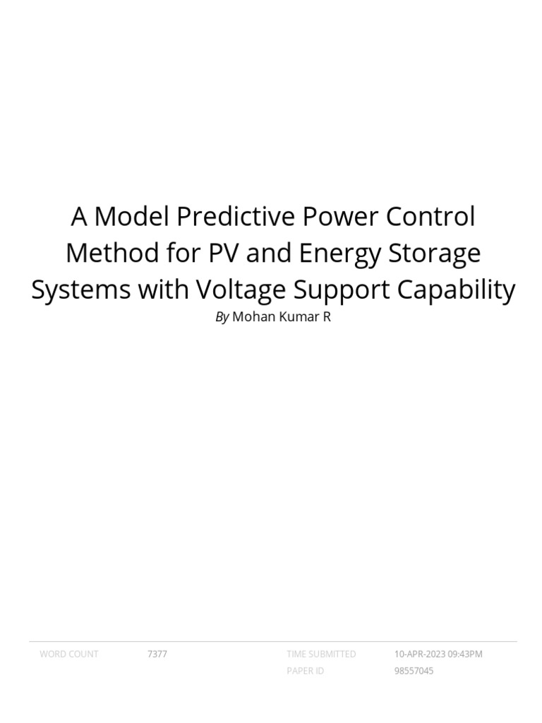A Model Predictive Power Control Method For PV and | PDF | Renewable Resources | Solar Energy