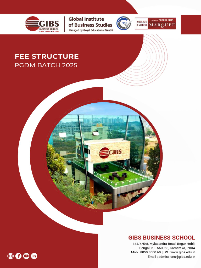 GIBS Business School Fee Structure PGDM 2025 | PDF