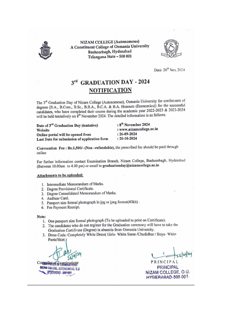 3 RD Graduation Day Notification | PDF