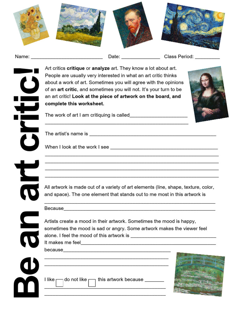 Art Critic Worksheet | PDF