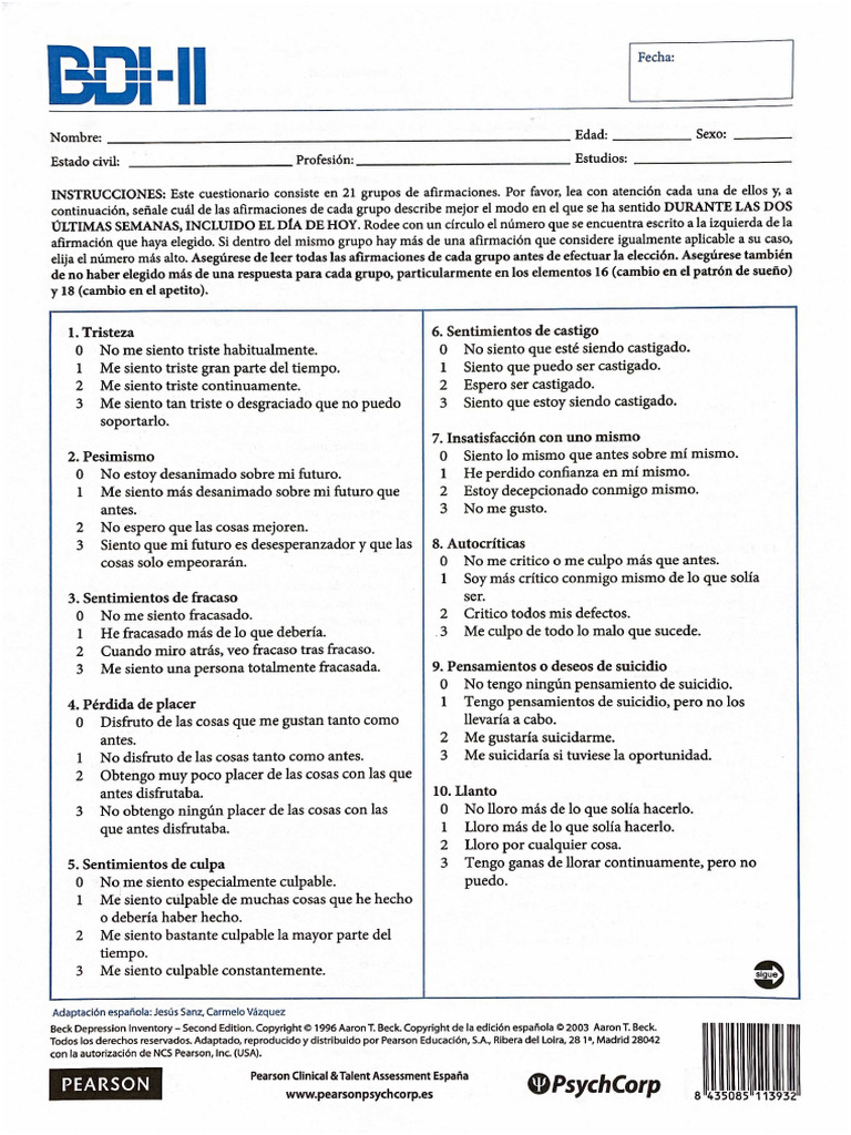 Bdi-Ii | PDF