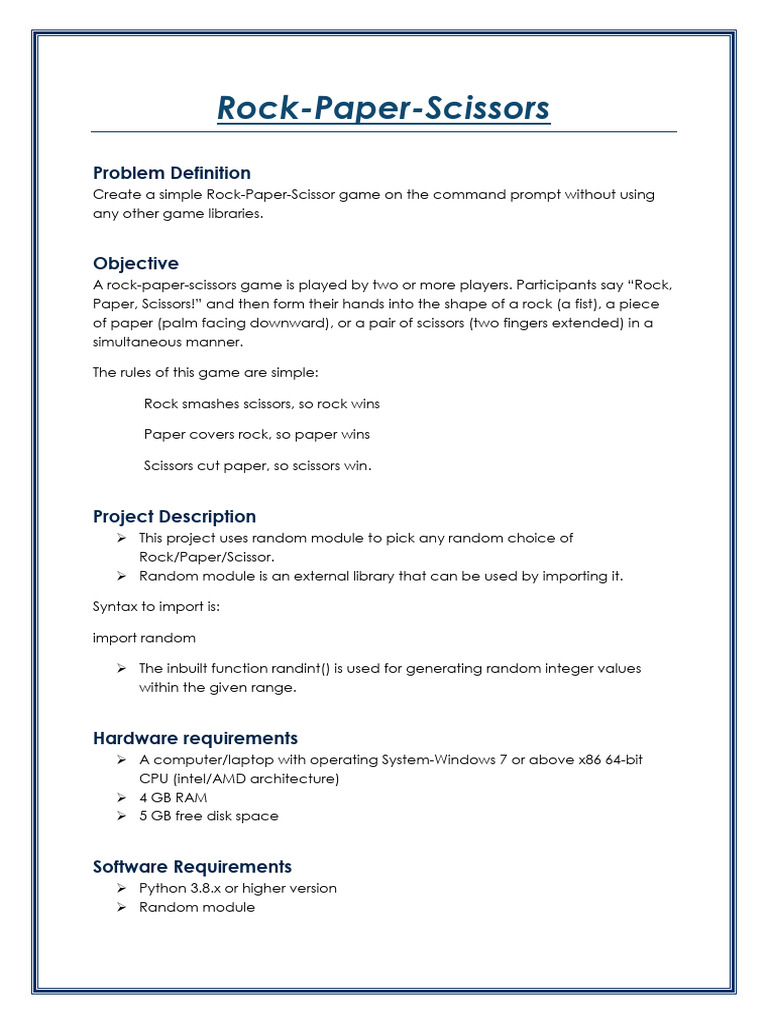 Rock Paper Scissor Game | PDF
