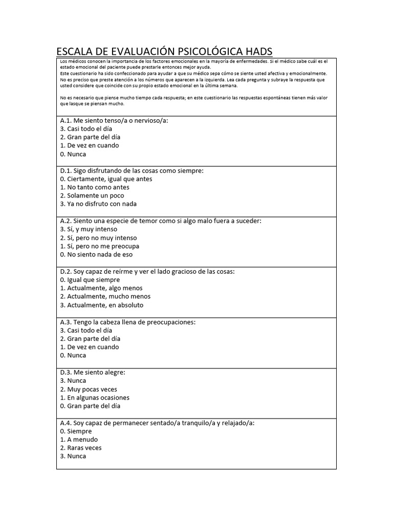 Hads | PDF | Sicología