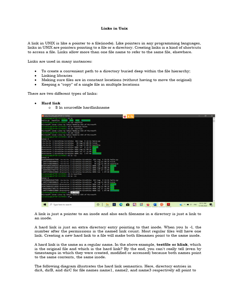 Hard Links And Soft Links Pdf Computer File File System 6756