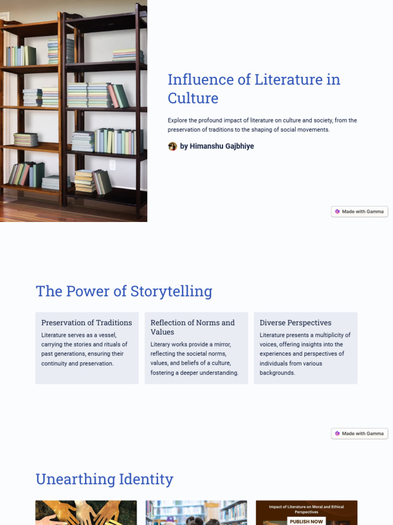 Influence of Literature in Culture: by Himanshu Gajbhiye | PDF ...