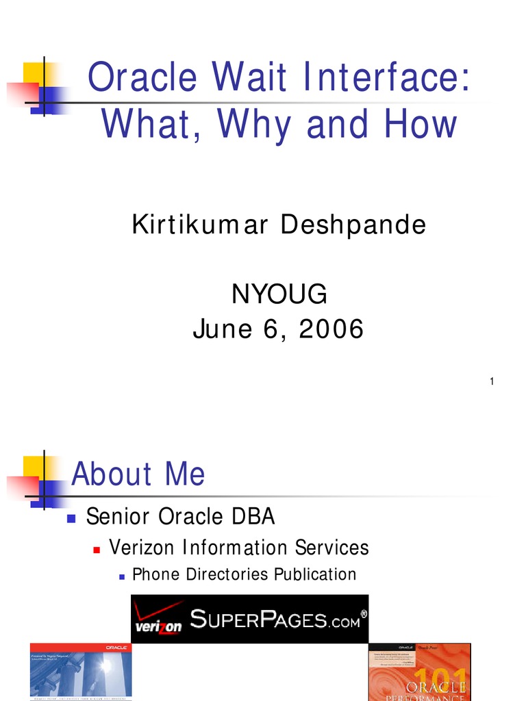 Deshpande Oracle Wait Interface Keynote Pdf Oracle Database Database Index