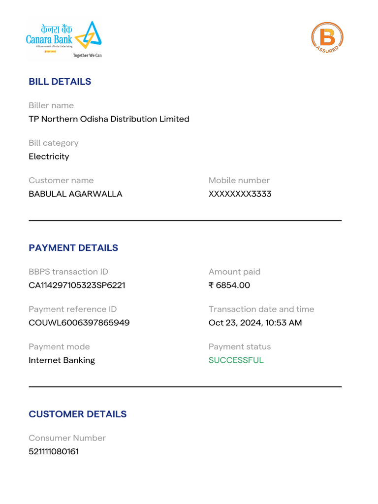 Bbps - Receipt | PDF