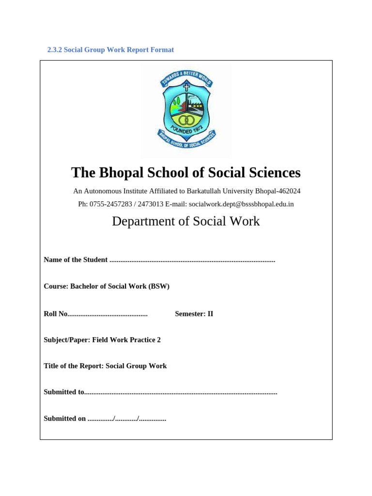 2 - 3 - 2 Social Group Work Report Format | PDF | Social Psychology ...