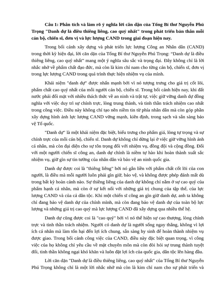 Danh dự là điều thiêng liêng nhất | PDF