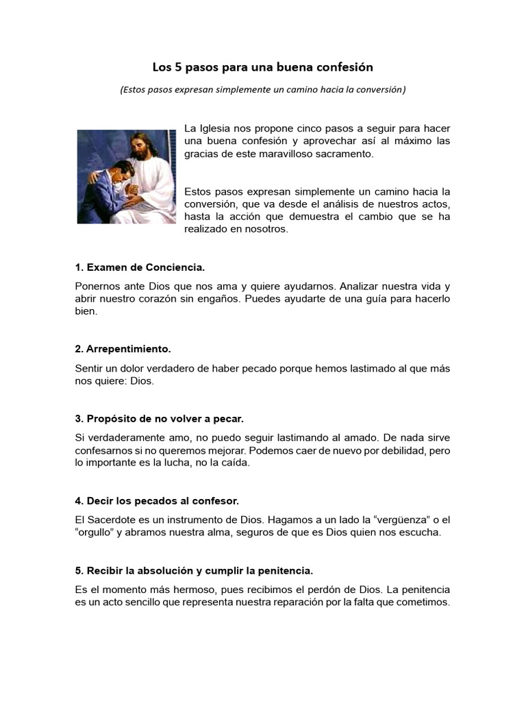 Los 5 Pasos para Una Buena Confesión | PDF | Relaciones personales, crianza y desarrollo personal