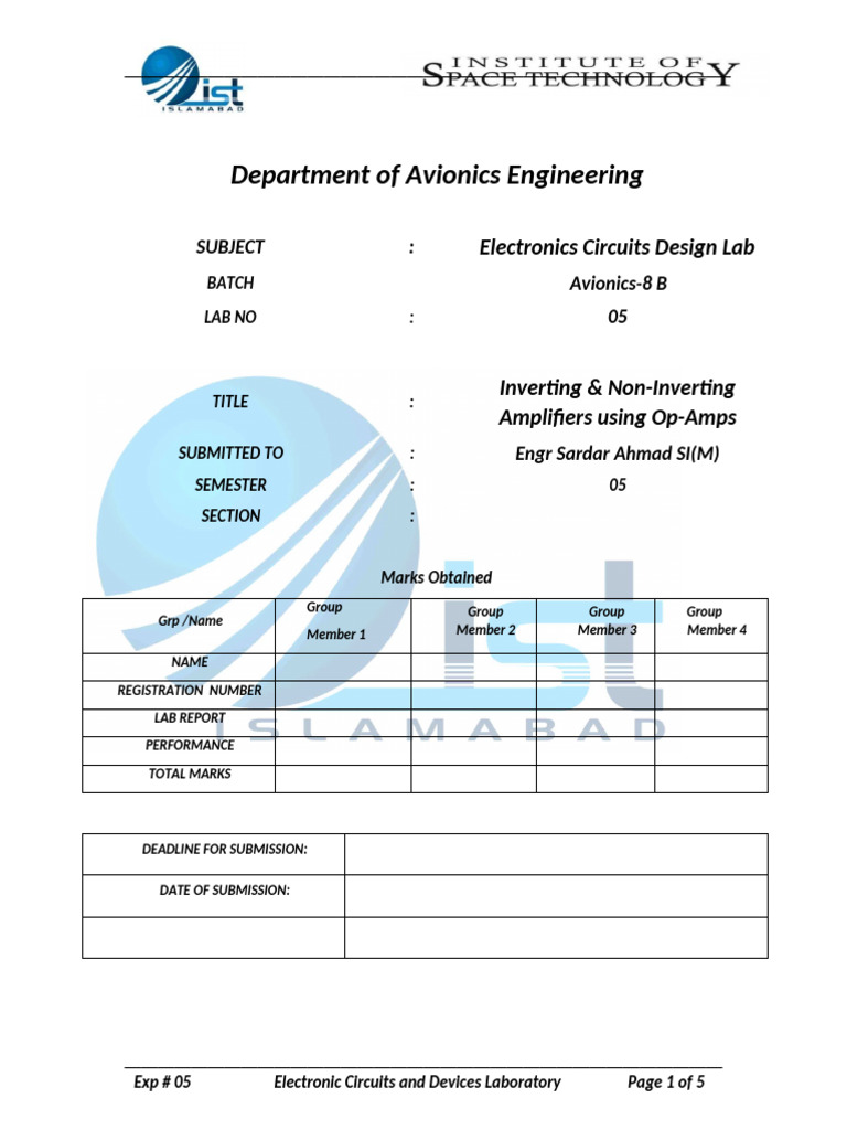 ECD Lab 5 - Inverting & Non-Inverting Op Amps | PDF | Operational Amplifier | Amplifier