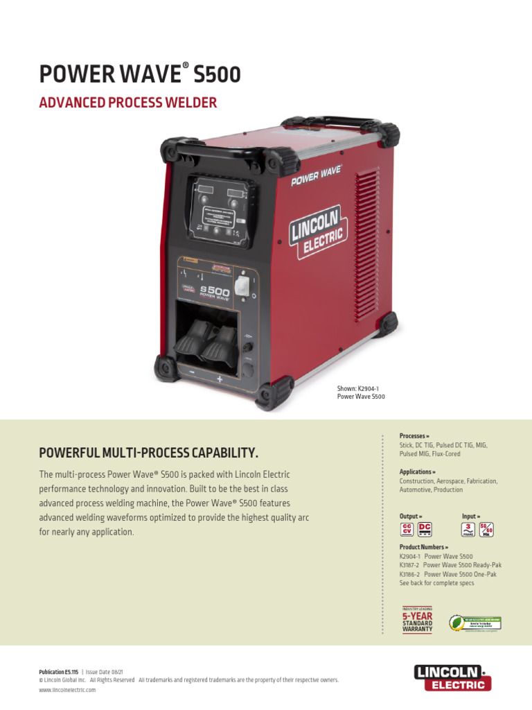 Power Wave S500: Advanced Process Welder | PDF | Welding | Construction