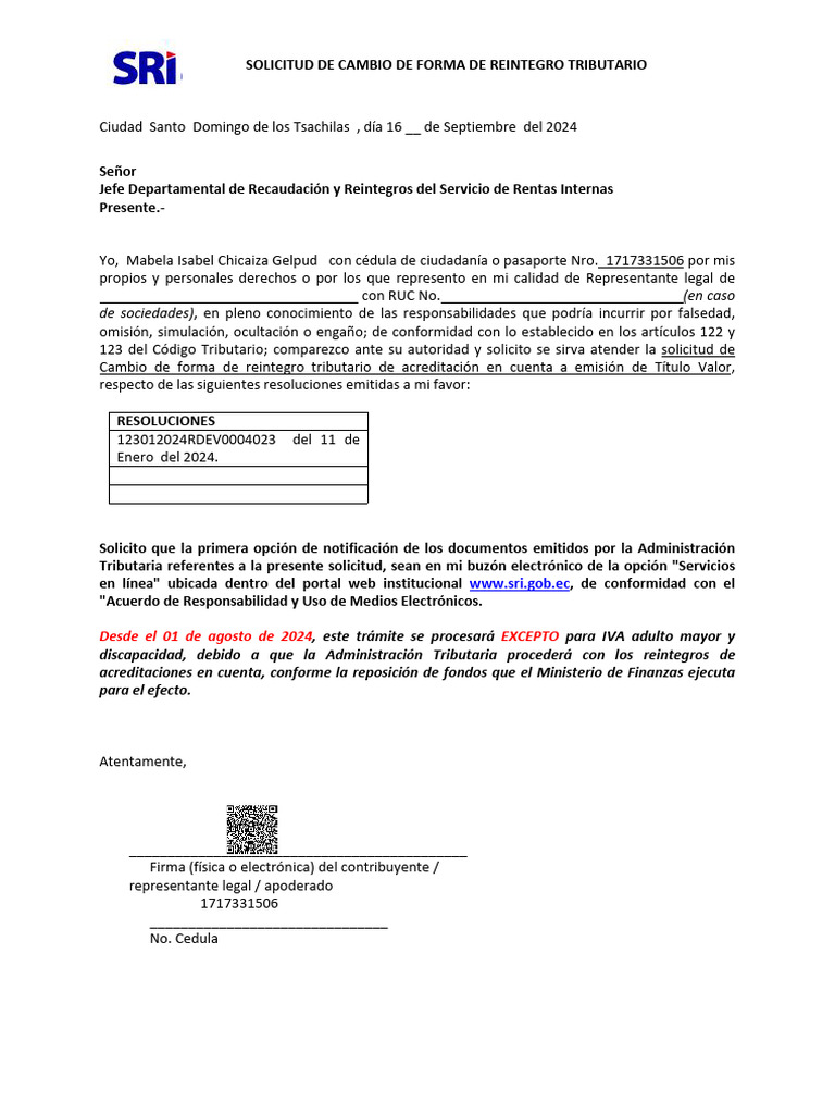 Cambio Forma Reintegro A TV-signed | PDF | Finanzas y administración ...