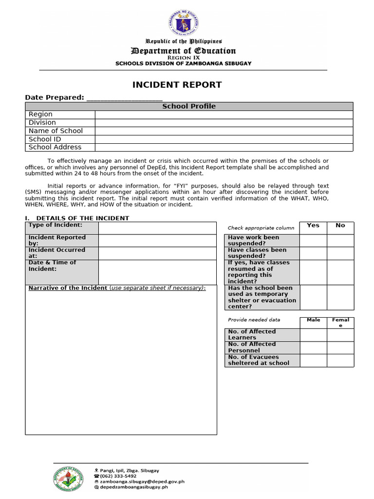 Initial Incident Reporting Guidelines | PDF