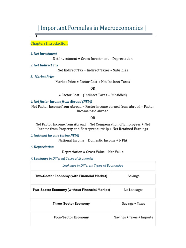 formula pdf | PDF | Money Supply | Measures Of National Income And Output