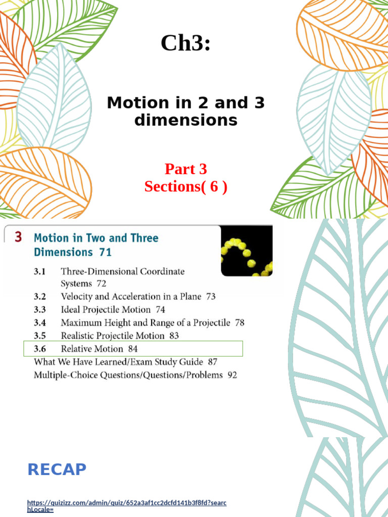 Motion in 2 and 3 Dimensions: Sections (6) | PDF | Velocity | Spacetime