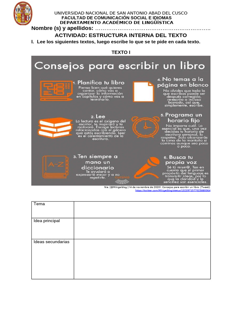 Práctica-Textos para La Estructura Interna | PDF | Inteligencia ...