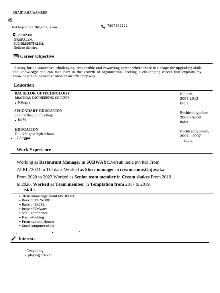 Ameer New Resume.111111 | PDF | Social Psychology