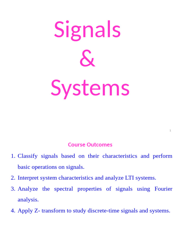 1 Introduction to Signals | PDF | Discrete Time And Continuous Time | Fourier Transform