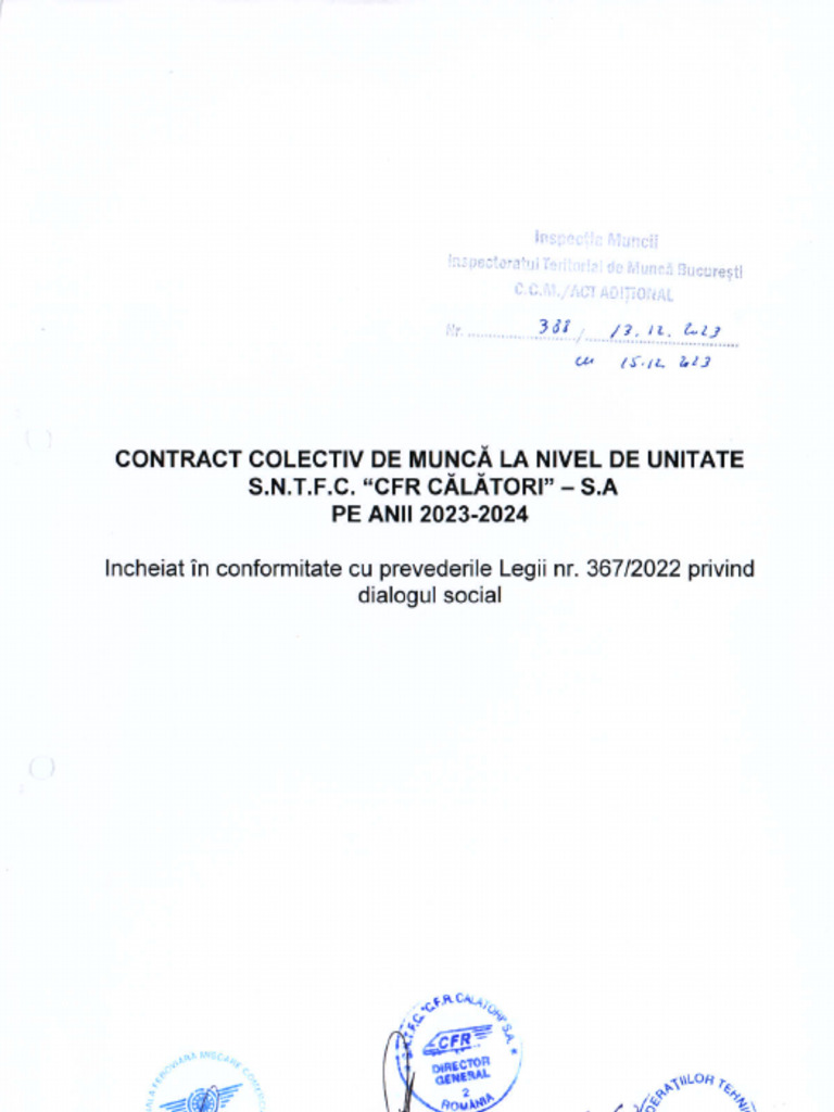 CCM SNTFC CFR Calatori Sa 2023 2024 | PDF