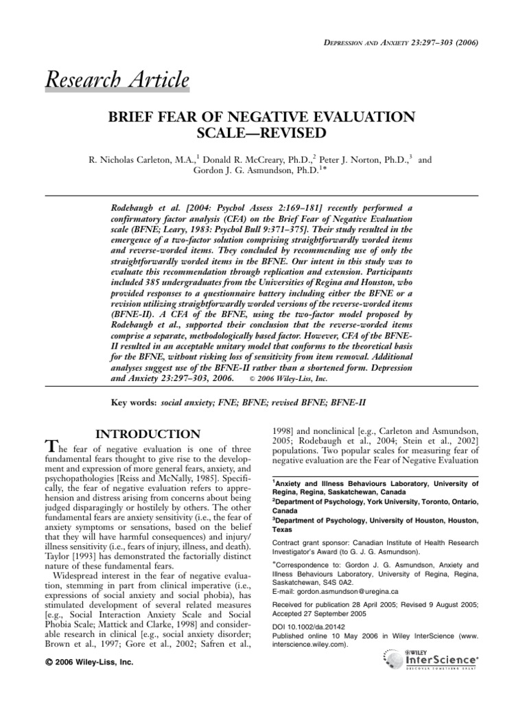 Brief_Fear_of_Negative_Evaluation_scale | PDF | Standard Deviation ...