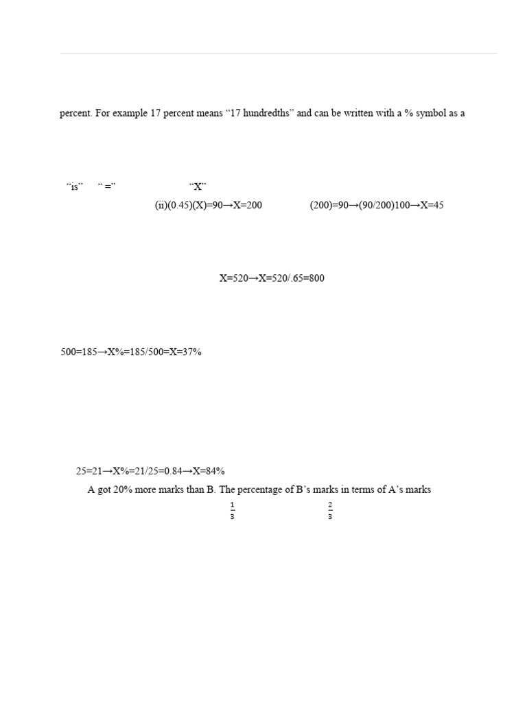 Percentage Pdf Percentage