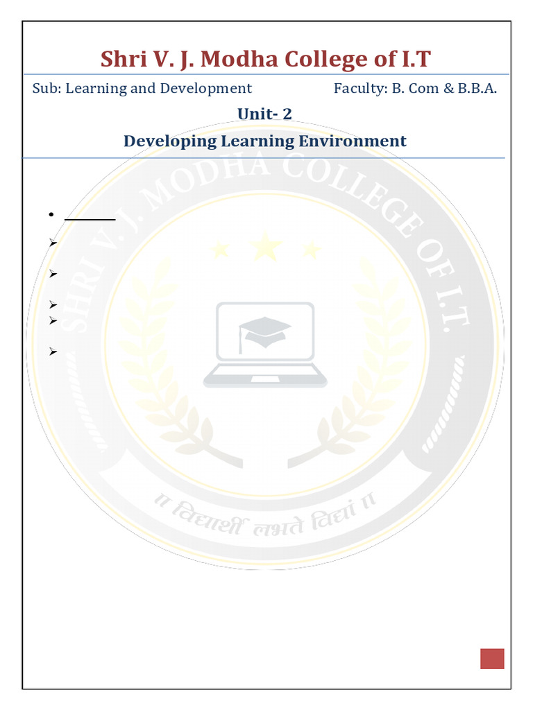 Unit-2 Learning and Development | PDF | Learning | Educational Technology