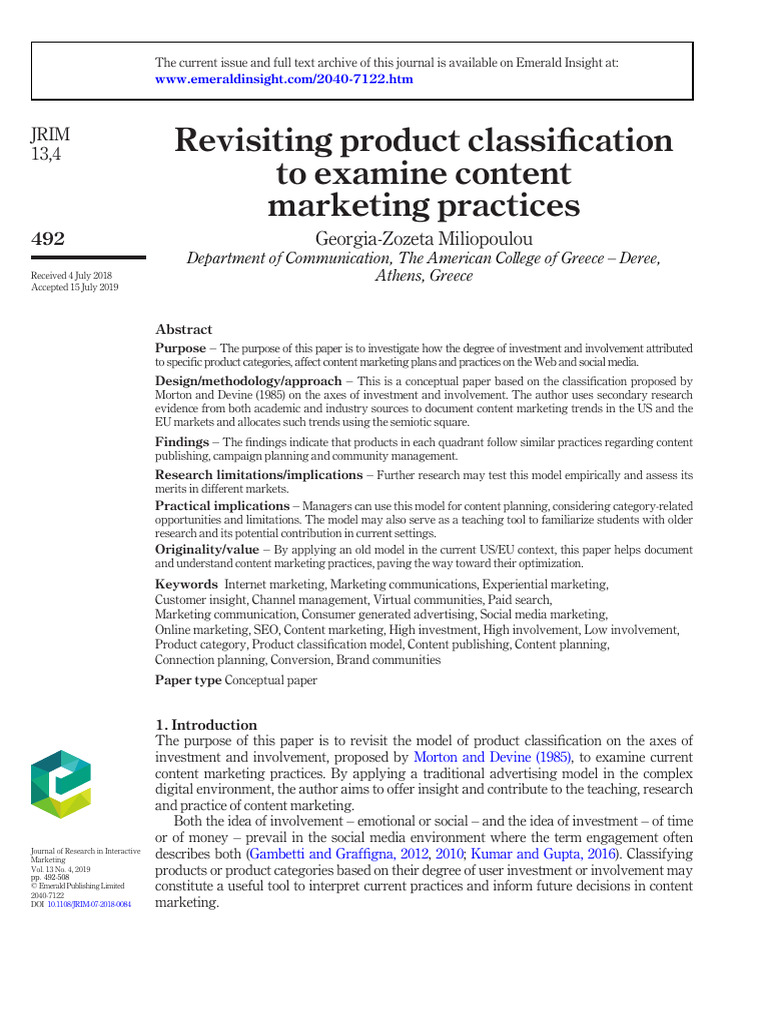 revisiting product classification to examine content | PDF | Marketing ...