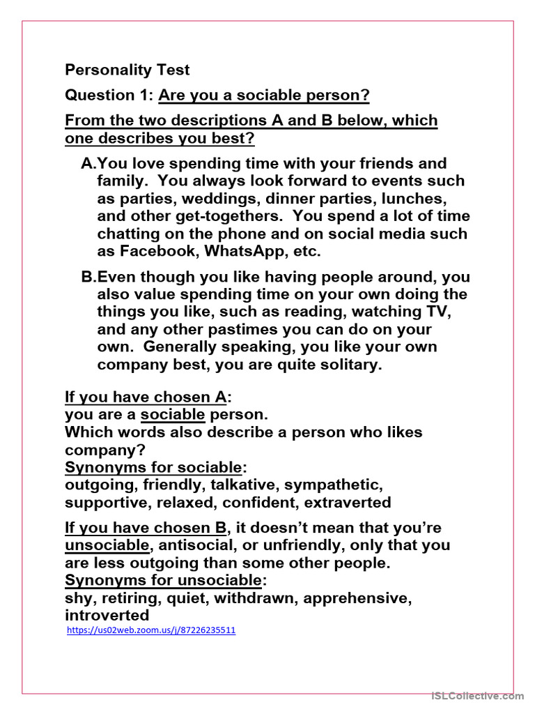 Personality Test | PDF | Extraversion And Introversion | Social Psychology