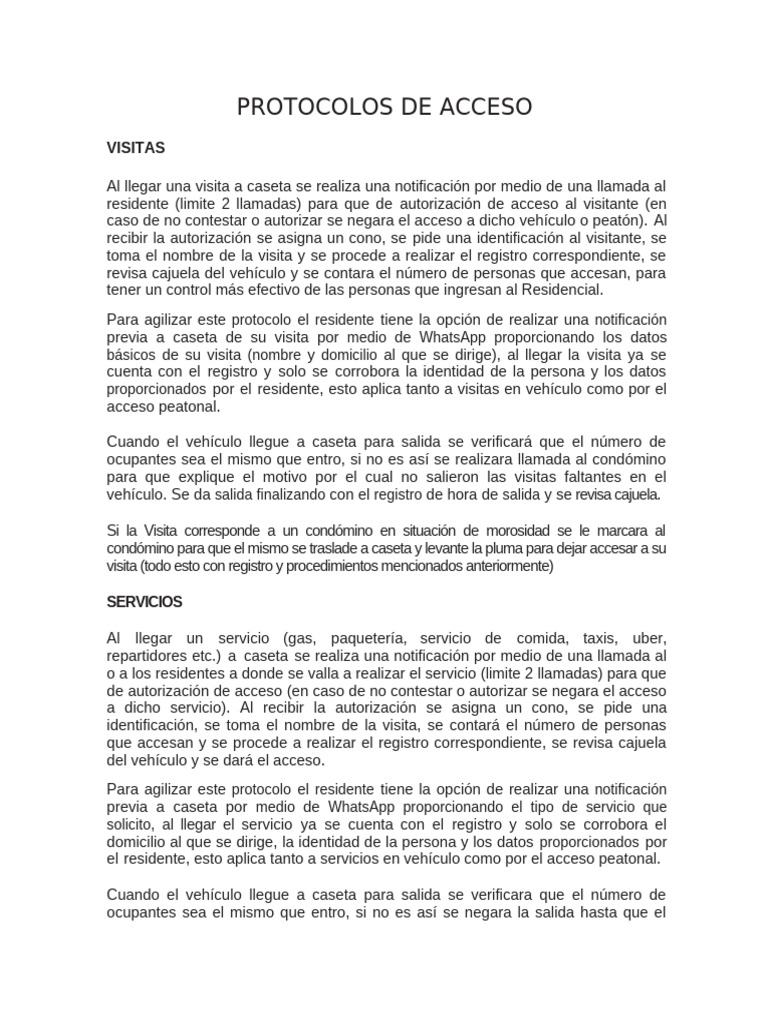 PROTOCOLOS DE ACCESO | PDF