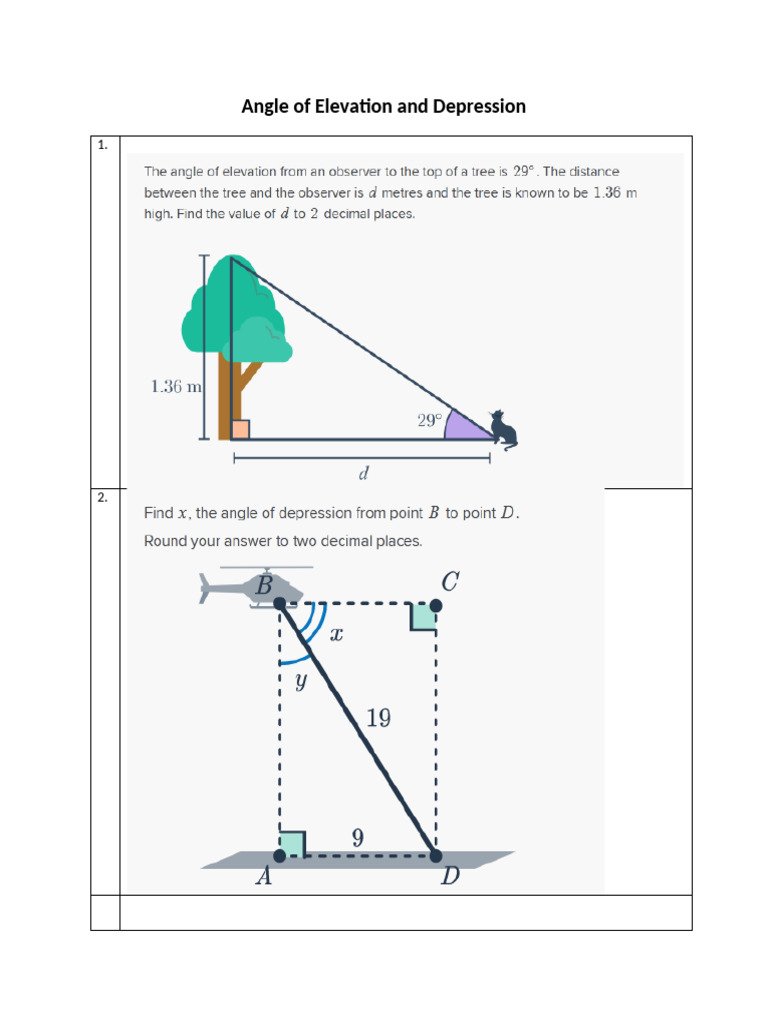 Angle of Elevation and Depression | PDF