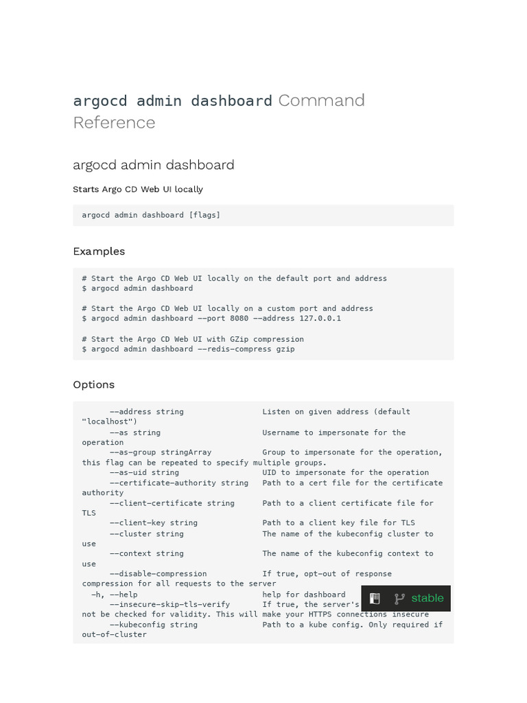 'Argocd Admin Dashboard' Command Reference - Argo CD - Declarative ...